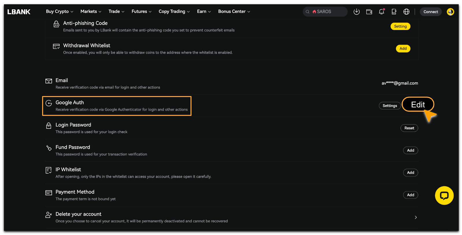 How to Reset Google Auth in LBank? (Web)